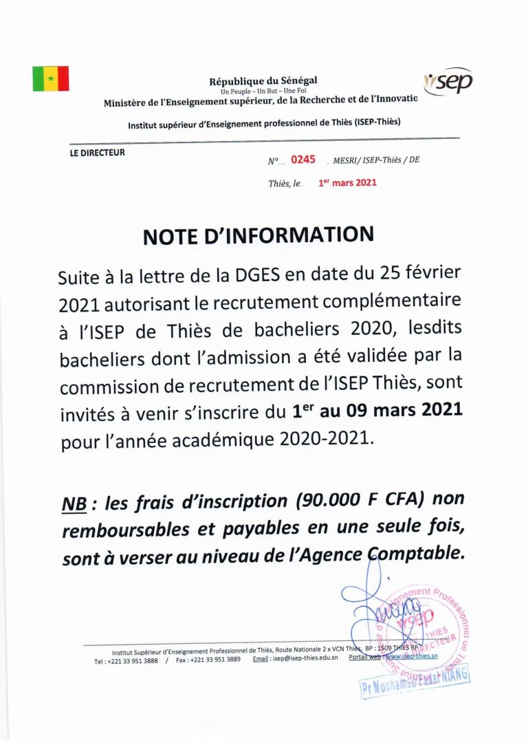 Accueil - ISEP-THIÈS